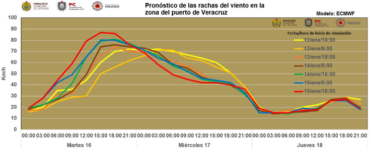 Viento del norte con rachas de hasta 95 km/h en Veracruz, checa la hora de mayor intensidad ...