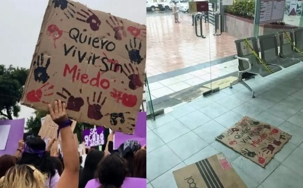 Indigna uso de carteles feministas como tapetes en palacio municipal de ...
