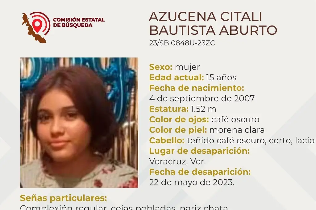 Ella es Azucena, tiene 15 años y desapareció en la ciudad de Veracruz ...