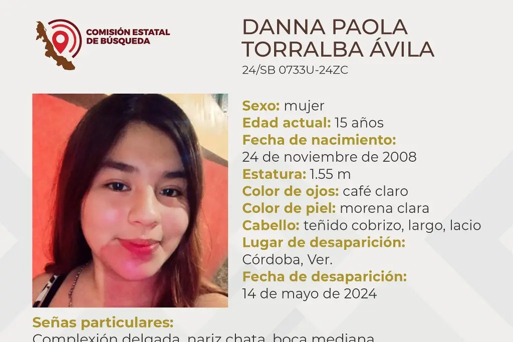 Piden ayuda para encontrar a menor de edad desaparecida en Córdoba, Veracruz - xeu noticias veracruz
