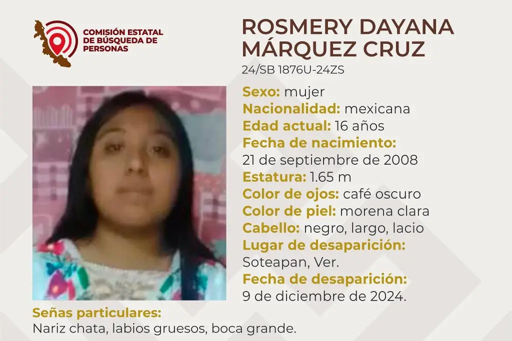 Piden ayuda para localizar a menor de edad desaparecida al sur de Veracruz - xeu noticias veracruz